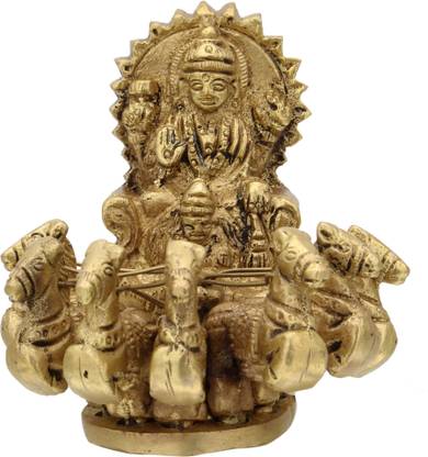 Shree Pavitra Lord Surya Dev Rath Idol with 7 Horses Brass Murti ...