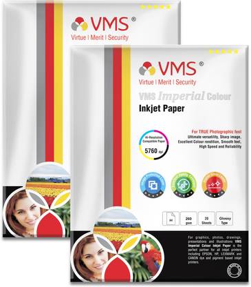Flipkart.com | VMS Imperial Glossy A4 Photo Paper (2 x 20 Sheets) 260 ...