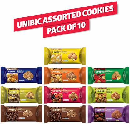 UNIBIC Assorted Cookie - Pack of 10 Cookie Packets - 75gm Each Assorted ...