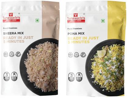 Tanawade's SMART FOOD Breakfast Combo, Instant Sheera, Poha Mix, Pack ...