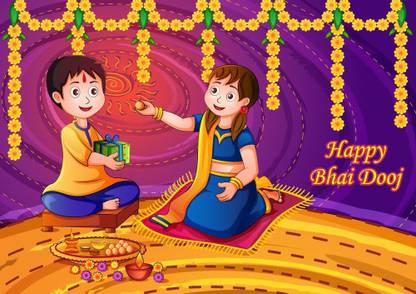 happy bhai dooj Sticker Poster|Diwali Poster Paper Print - Religious ...