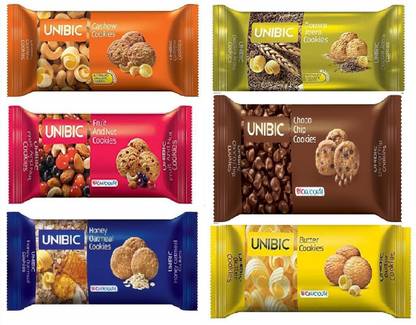 UNIBIC Assorted Cookie - Pack of 6 Cookie Packets - 75gm Each Cookies ...