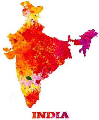 Impression Wall 64 cm Colorfull India Map Wall Sticker for Living Room ...