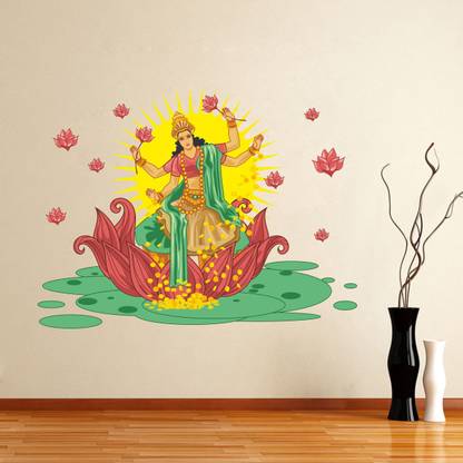 creatick Studio 41 cm Diwali Special Laxmi Mata Self Adhesive Sticker ...