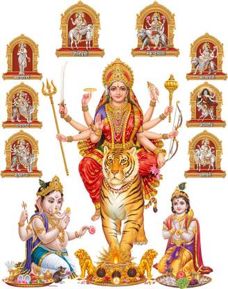 RANGOLI Nav Durga 404 53 cm Self Adhesive Sticker Price in India - Buy ...