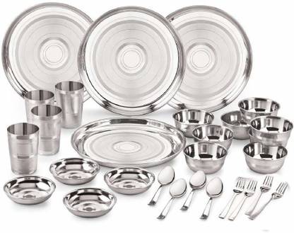 NEELAM Pack of 28 Stainless Steel Diamond Touch Dinner Set Dinner Set ...