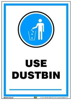 Mr. SAFE Use Dustbin Sign In PVC Sticker A5 (6 Inch X 8 Inch) Emergency ...