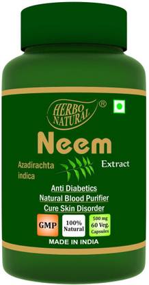 Herbo Natural Neem (azadirachta indica) Extract Capsules Price in India ...