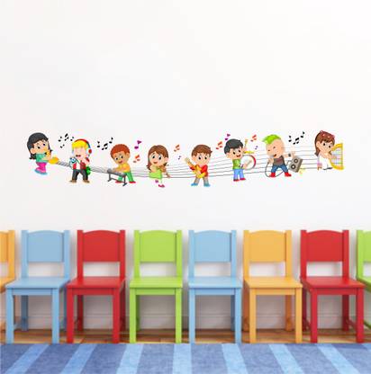 Decal O Decal Kids Playing Musical Instruments Wall Stickers (PVC Vinyl ...