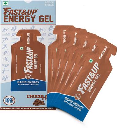 FAST&UP Energy Gel Box of 5 Rapid Erergy with Added Caffeine Strawberry ...