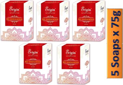 THE ORIGIN Red Sandal Soap | Pack of 5 Soaps ( 5 x 75g = 375g) - Price ...
