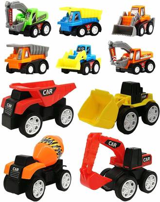 Enorme 10 Pcs JCB Construction Vehicles Toy Set, Mini Size Push and Go ...