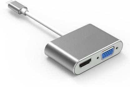 Adnet VGA Cable 0.05 m USB Type-C to HDMI VGA Adapter, 2 in 1 USB 3.1 ...