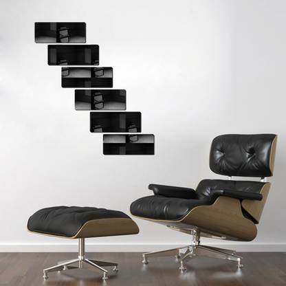 Sticker Hub 48 cm Abstract Design Acrylic 3D Mirror Wall Sticker (Black ...