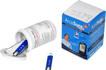 AccuSure Simple Glucometer Test Strips, Pack of 1 | 25 Glucometer ...