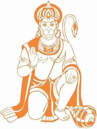 Asmi Collections 82 cm Saffron Color God Hanuman Wall sticker Self ...