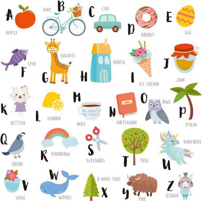 english alphabet with objects to learn kids learning charts premium ...