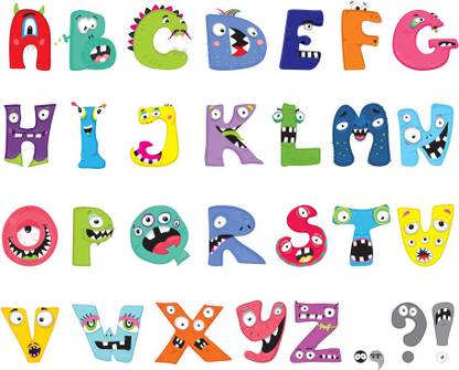 alien face english alphabets Sticker Poster|Kids learnig poster Paper ...