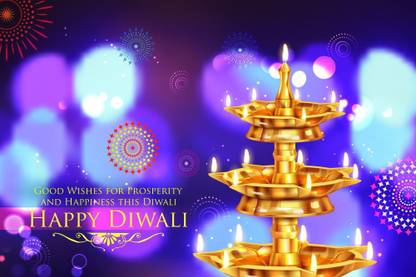 golden diya stand Sticker Poster|Diwali Poster|Festival Poster Paper ...