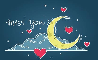 miss you Sticker Poster|Night Moon Poster| Paper Print - Quotes ...