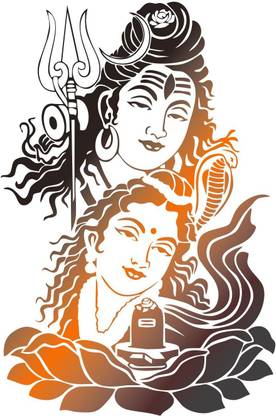 DivineDesigns 48 cm Shiv - Parvati Self Adhesive Sticker Price in India ...