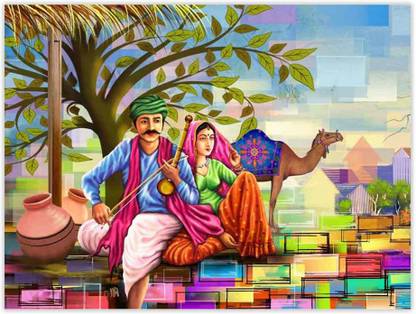 Rajasthani Traditional Sparkle Coated Self Adesive Poster Without Frame ...