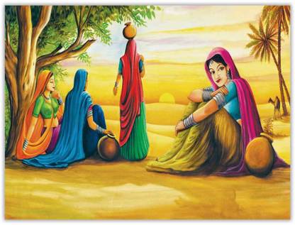 Art Amori Rajasthani Panihari Sparkle Coated Self Adesive Painting ...