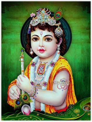 Bal gopal baby Krishan Sparkle Coated Self Adesive Poster Without Frame ...