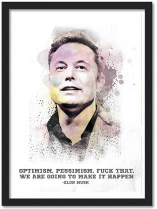 Elon Musk Frame Poster for Room & Office(10x13 inch,Framed) Paper Print ...