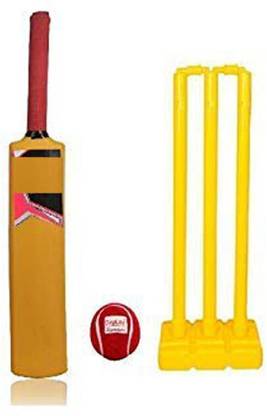 Red Rock Plastic Cricket Bat with Plastic Cricket Stump Set with Tennis ...