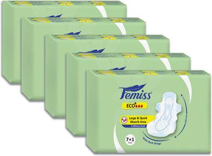 Femiss Dry Feel Over Night Sanitary Pad - ECO+ Extra Large,Pack Of 5 ...
