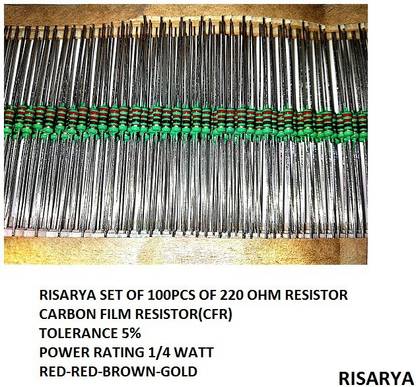 RISARYA 220E(220-OHM) RESISTOR,100PCS,CFR,5%,1/4 WATT Fixed Resistor ...