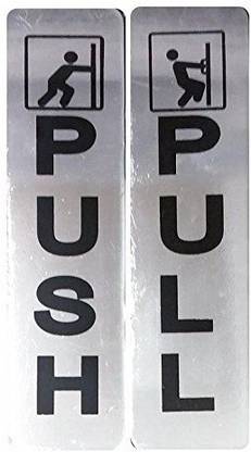 Jantrex Self Adhesive Stainless Steel Push & Pull Metal Door Signage ...