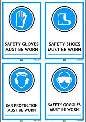 Mr. SAFE PPE Safety In PVC Sticker A5 Pack of 4 (each size of 6 Inch X ...