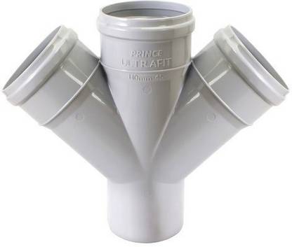 PRINCE SWR Plain Double Y 45 Degree Pipe Fitting, Size : 110mm 2-Way 45 ...
