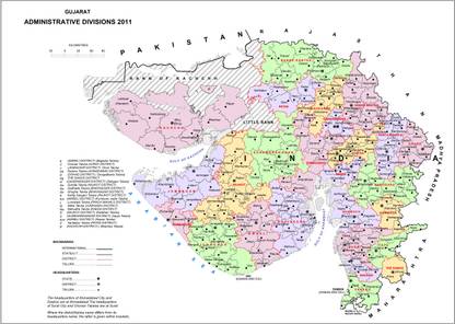 Gujarat Map Fully Waterproof Vinyl Sticker Poster (24X36 inches ...