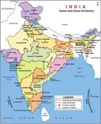 India Map Fully Waterproof Vinyl Sticker Poster (24X18 inches) can1296 ...