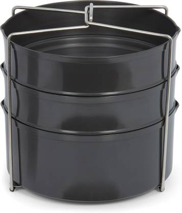 Hawkins Hard Anodized 3 Dish Set Separator Cooker Dabba With Stand(For ...