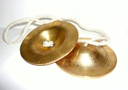 nepX HAND Manjeera/MANJIRA BRASS PAIR WITH White COTTON STRING INDIAN ...