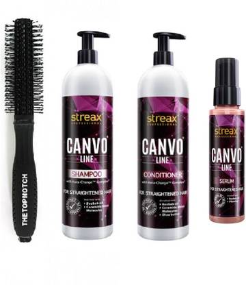 TheTopNotch Hair Brush + Streax Canvo Line Shampoo + Conditioner ...