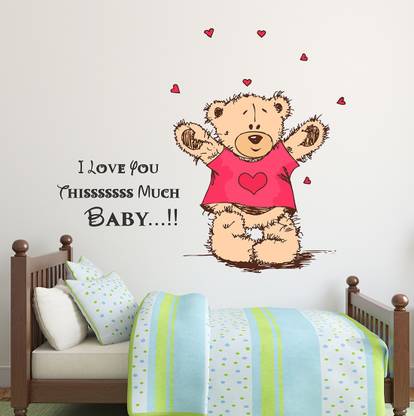 HAPPYSTICKY 70 cm Teddy Love Removable Sticker Price in India - Buy ...