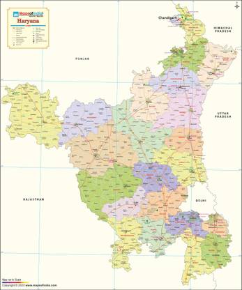 Haryana Detailed Political Map Fine Art Print - Maps posters in India ...