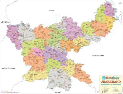 Jharkhand Detailed Political Map Fine Art Print - Maps posters in India ...