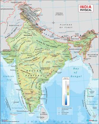 India Physical Map Fine Art Print - Maps posters in India - Buy art ...