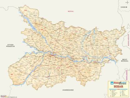 Bihar Detailed Antique Map Fine Art Print - Maps posters in India - Buy ...