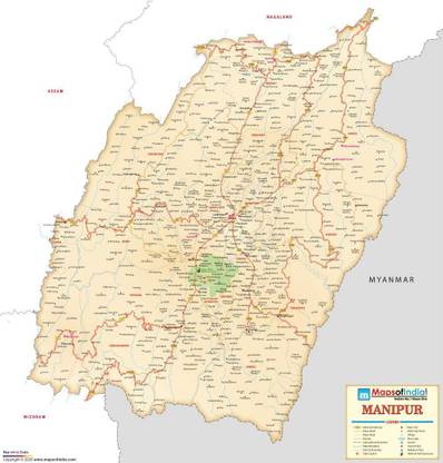 Manipur Detailed Antique Map Fine Art Print - Maps posters in India ...