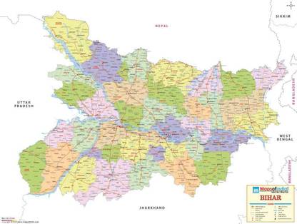 Bihar Detailed Map Fine Art Print - Maps posters in India - Buy art ...
