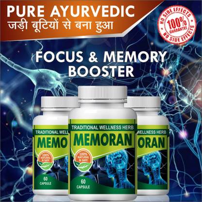 NATURAL Memoran|brain tonic capsules|500mg 60 capsules|pack of 3 Price ...