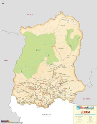 Sikkim Detailed Antique Map Fine Art Print - Maps posters in India ...