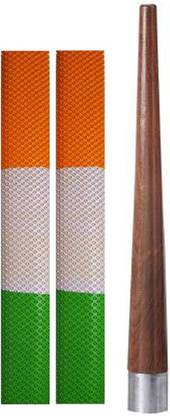 Y2M Pair of 2 Cricket Bat Tri Colour Grip (Tiranga Grip )+ One Wooden ...